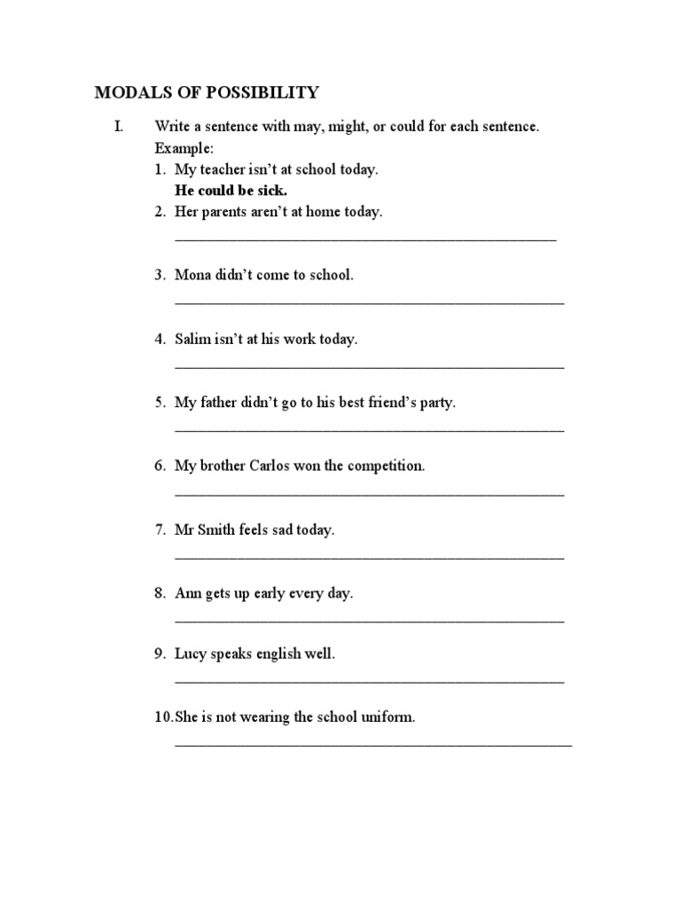 Modal Verbs of Possibility - May, Might, Could | PDF