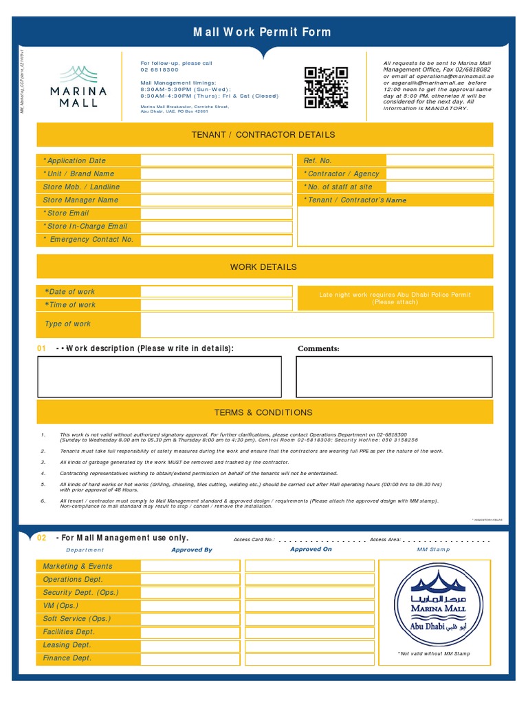 Marina Mall Work Permit (20369) | PDF