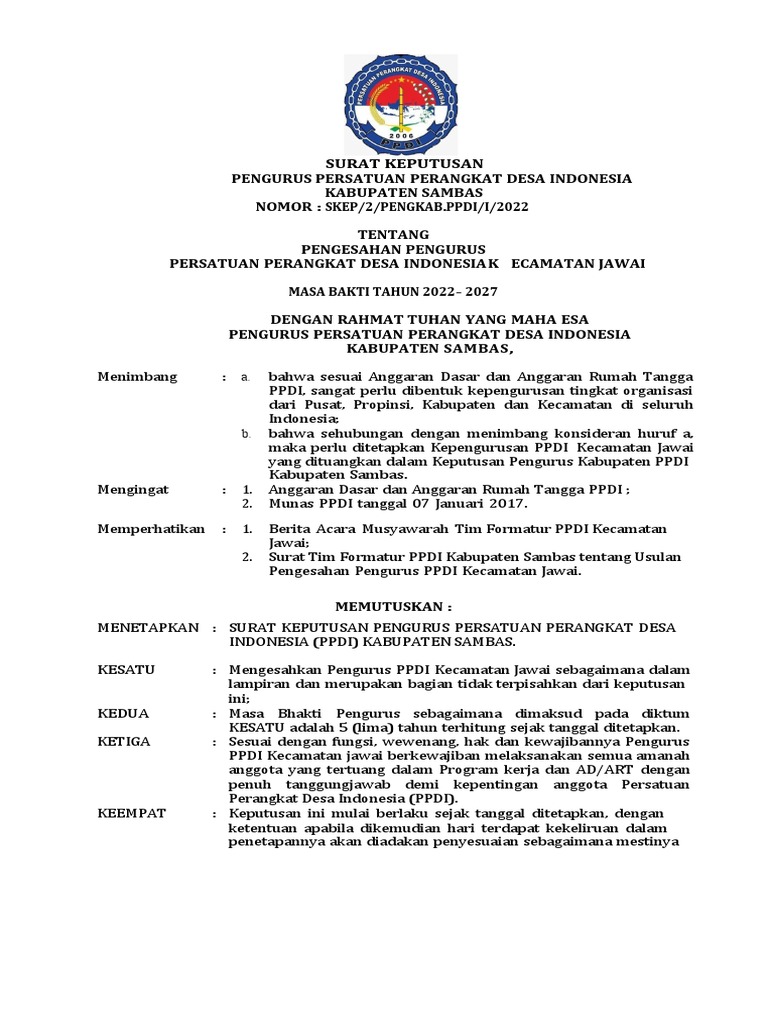 SK Panitia Musda Ppdi | PDF