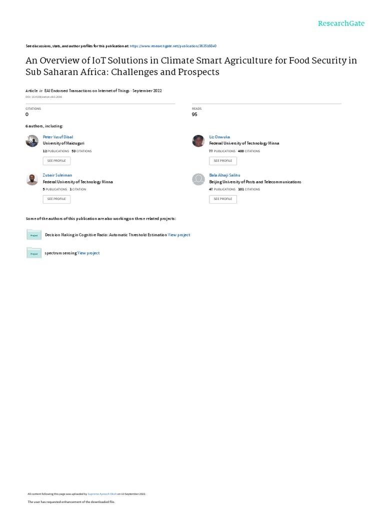 An Overview of IoT Solutions in Climate Smart | PDF | Internet Of Things | Wireless Sensor Network