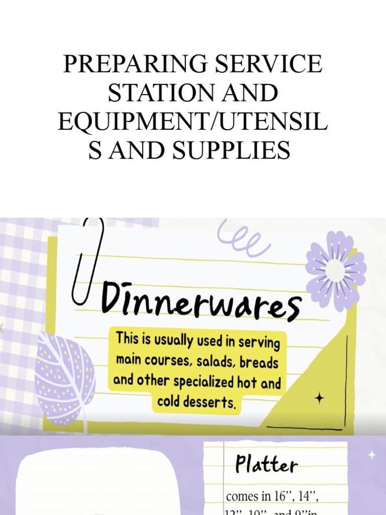 Preparing Service Station and Equipment | PDF | Cooking, Food & Wine ...