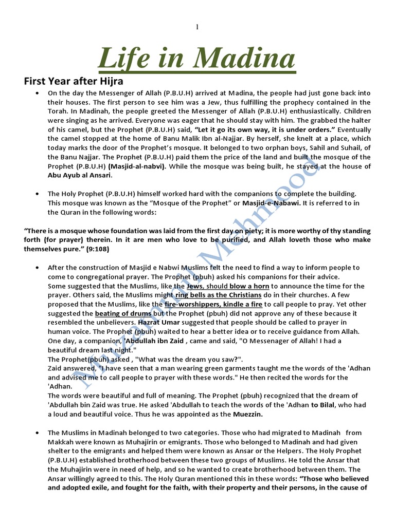 7) Life in Madina | PDF | Muhammad | Medina