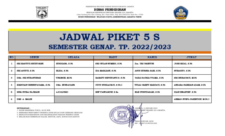 Jadwal 5S | PDF
