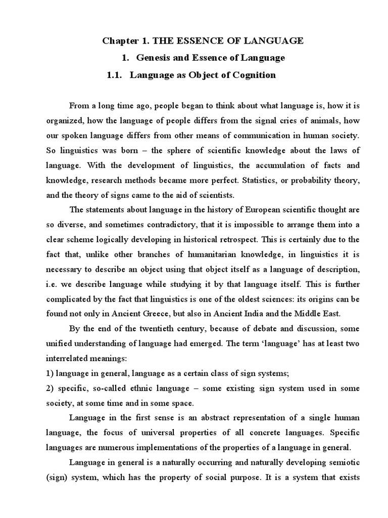 Module 2. The Essence of Language | PDF | Linguistics | English Language