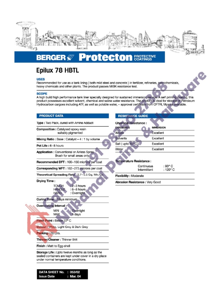 Berger Paint - Epilux - 78 - HBTL | PDF