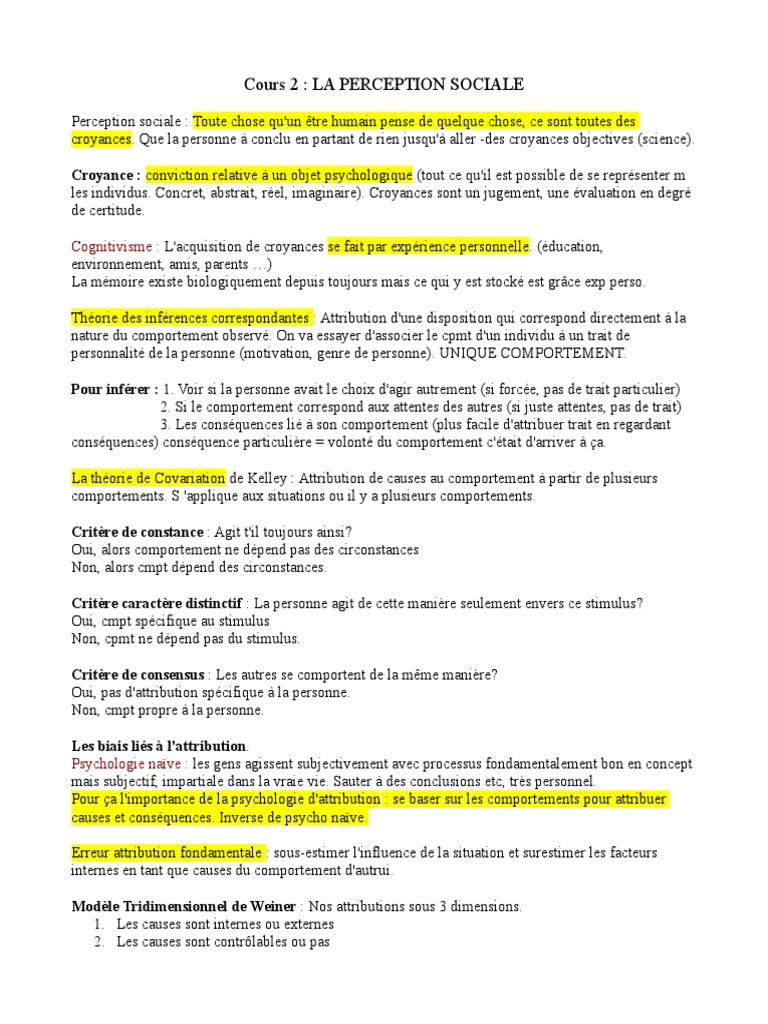 Cours 2 Perception | PDF | la perception | Psychologie