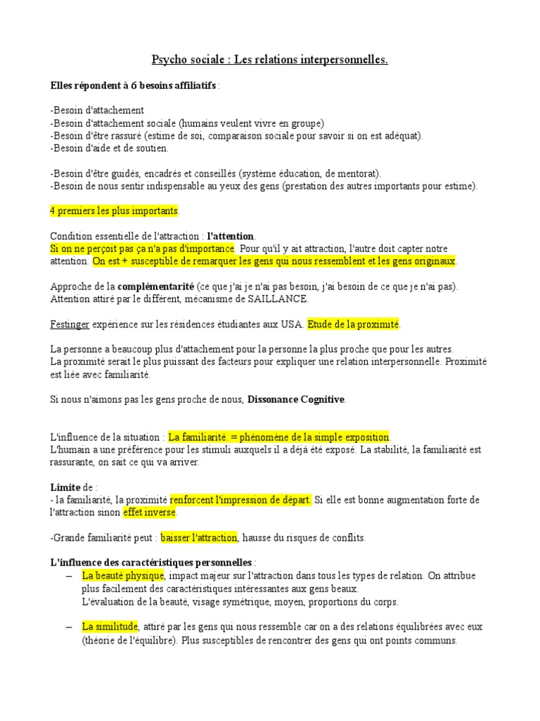 Cours 6 Relations Interpersonnelles | Download Free PDF | Amour | Estime de soi