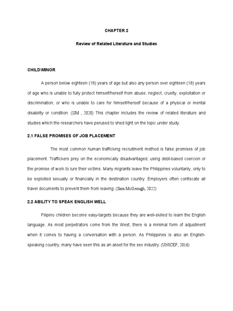 Chapter-2-Rrl (Group 4) | PDF | Human Trafficking | Crimes