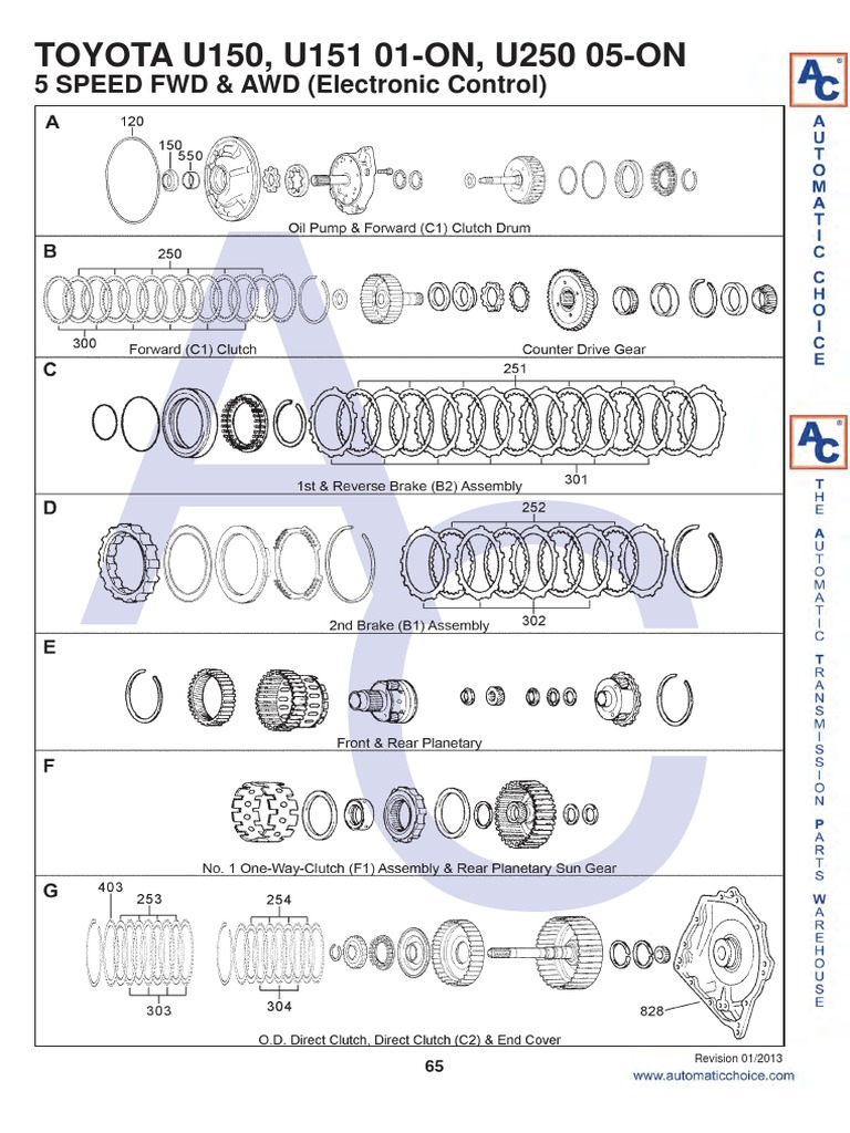 TOYOTA U150, U151 01-ON, U250 05-ON: 5 SPEED FWD & AWD (Electronic Control) | PDF