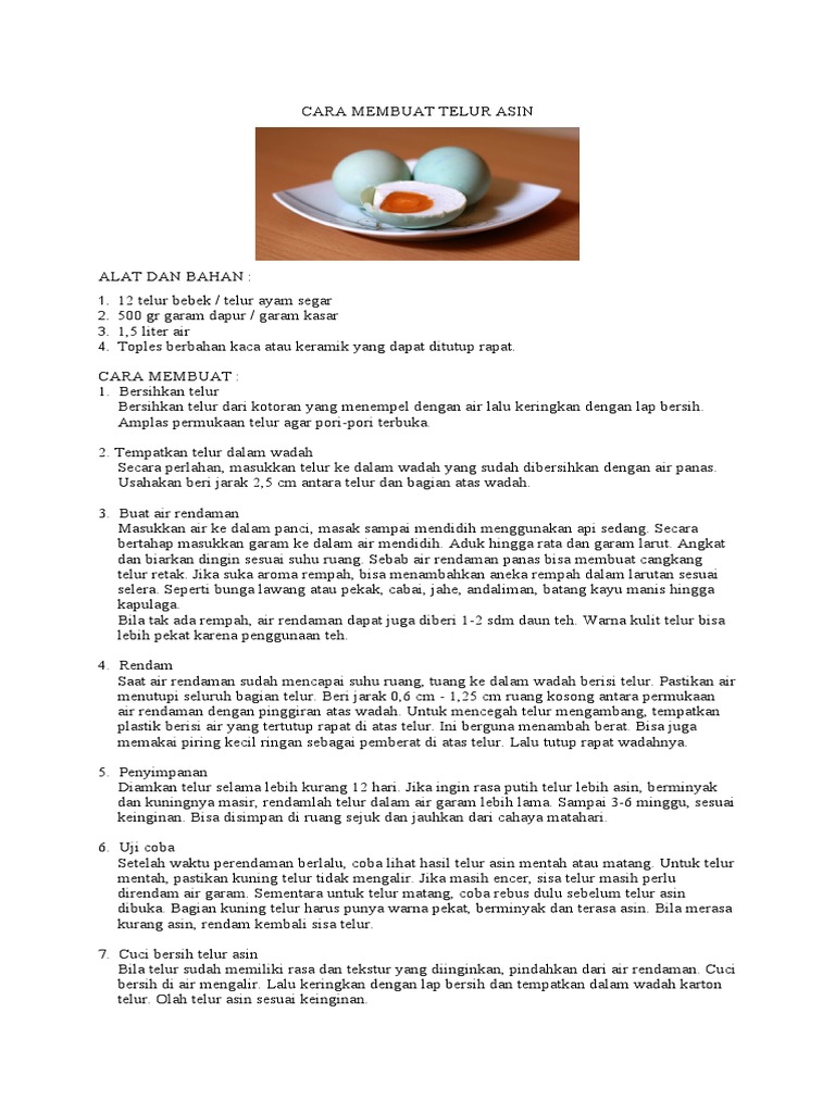 Cara Membuat Telur Asin | PDF
