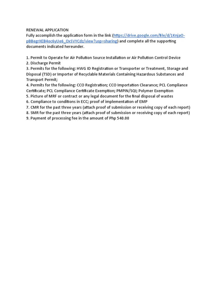 Renew Your ECC Permit Application | PDF