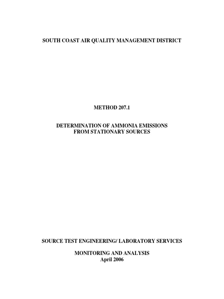 Determination of Ammonia Emissions from Stationary Sources Using the ...