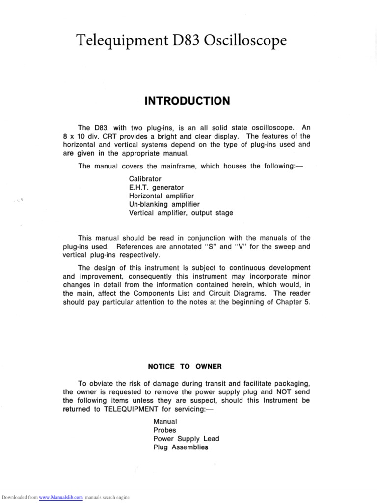 Telequipment D83 Oscilloscope Guide | PDF | Home & Garden