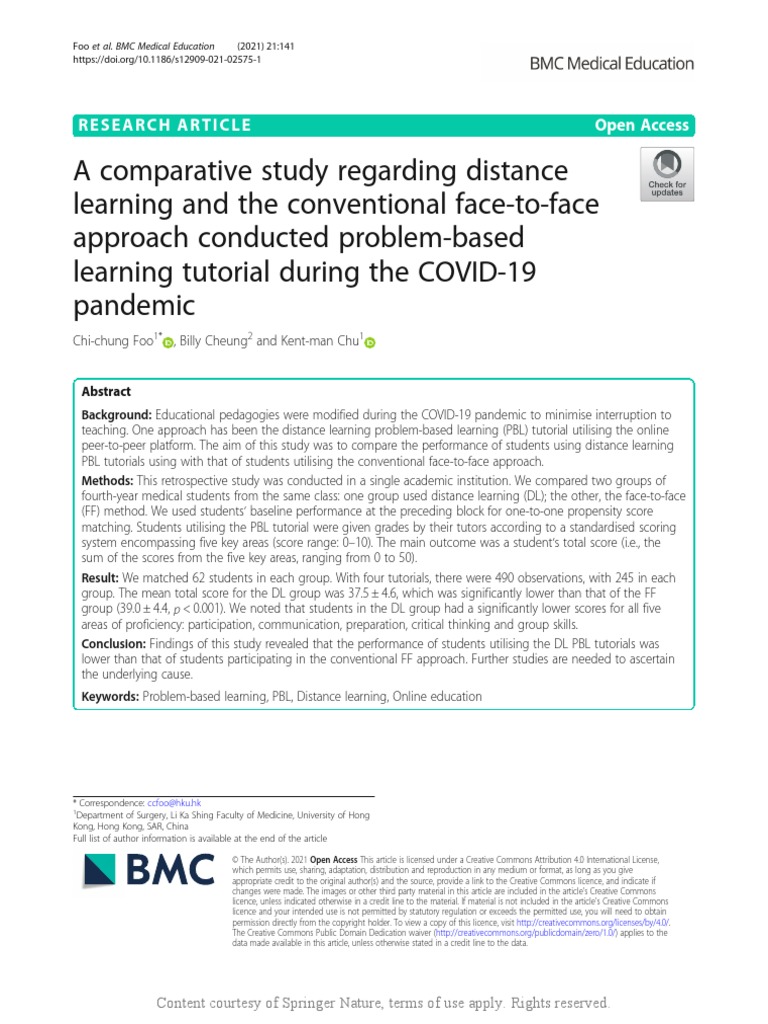 A Comparative Study Regarding Distance Learning An | PDF | Creative ...