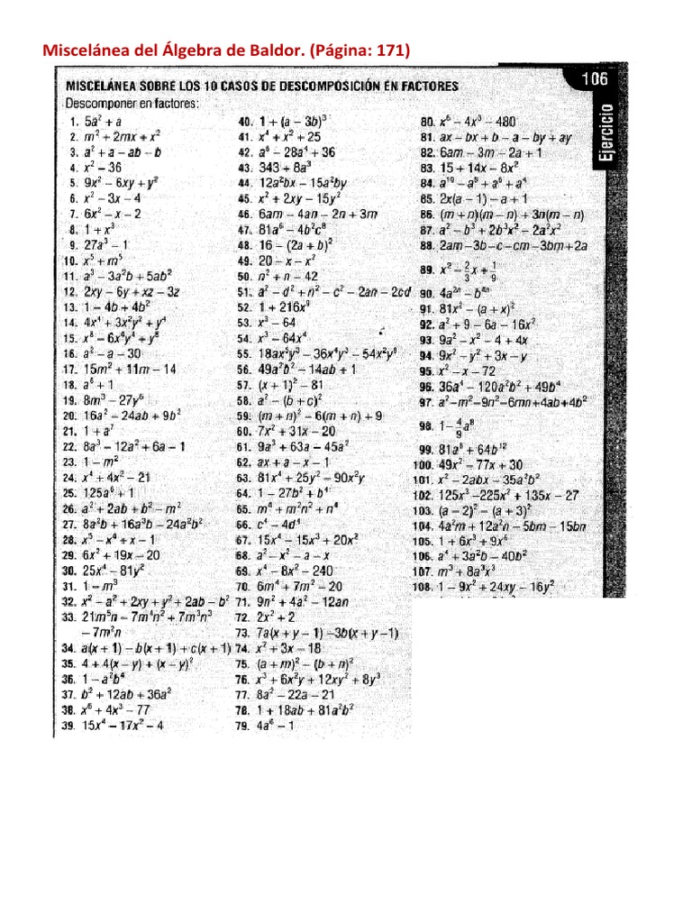 Factorización en Álgebra de Baldor | PDF