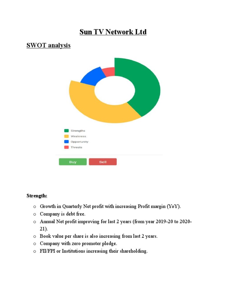 Sun TV Network LTD Pestle & Swot | PDF | Market (Economics) | Swot Analysis