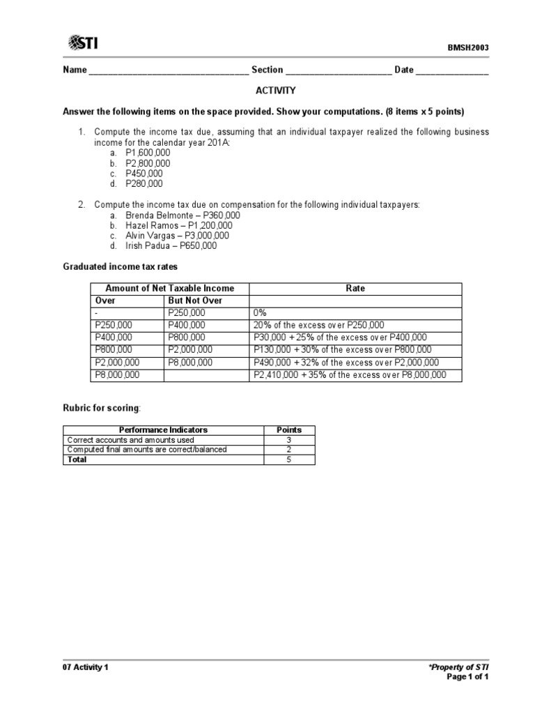 Tax Calculation Exercise | PDF | Finance & Money Management
