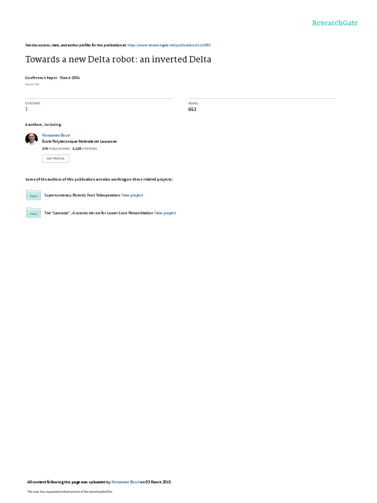 3 D o F Parallel Delta Inverse ISR2004 | Descargar gratis PDF ...