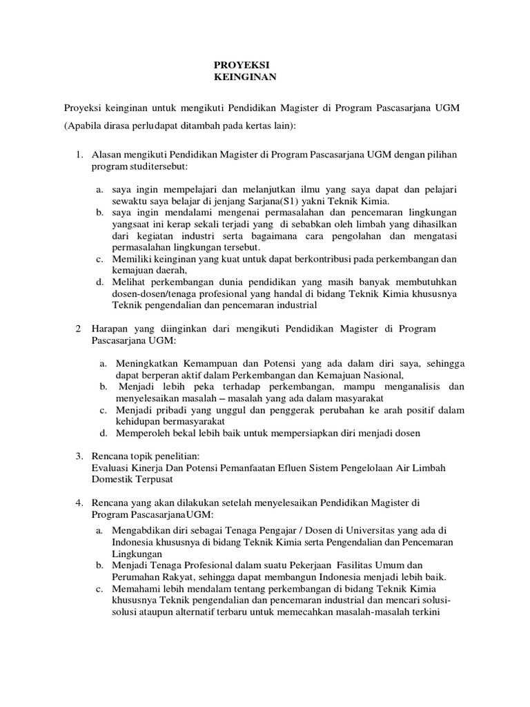 Form Proyeksi Keinginan Magister | PDF
