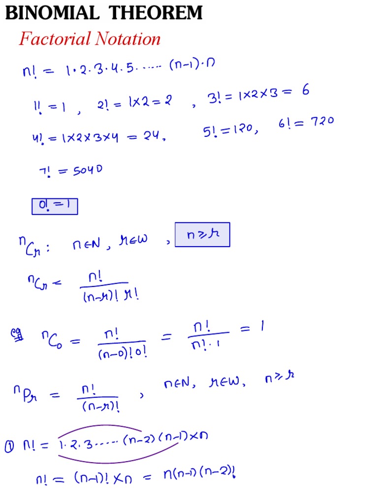 Binomial Theorem Iitian Notes Kota Pdf Combinatorics Discrete