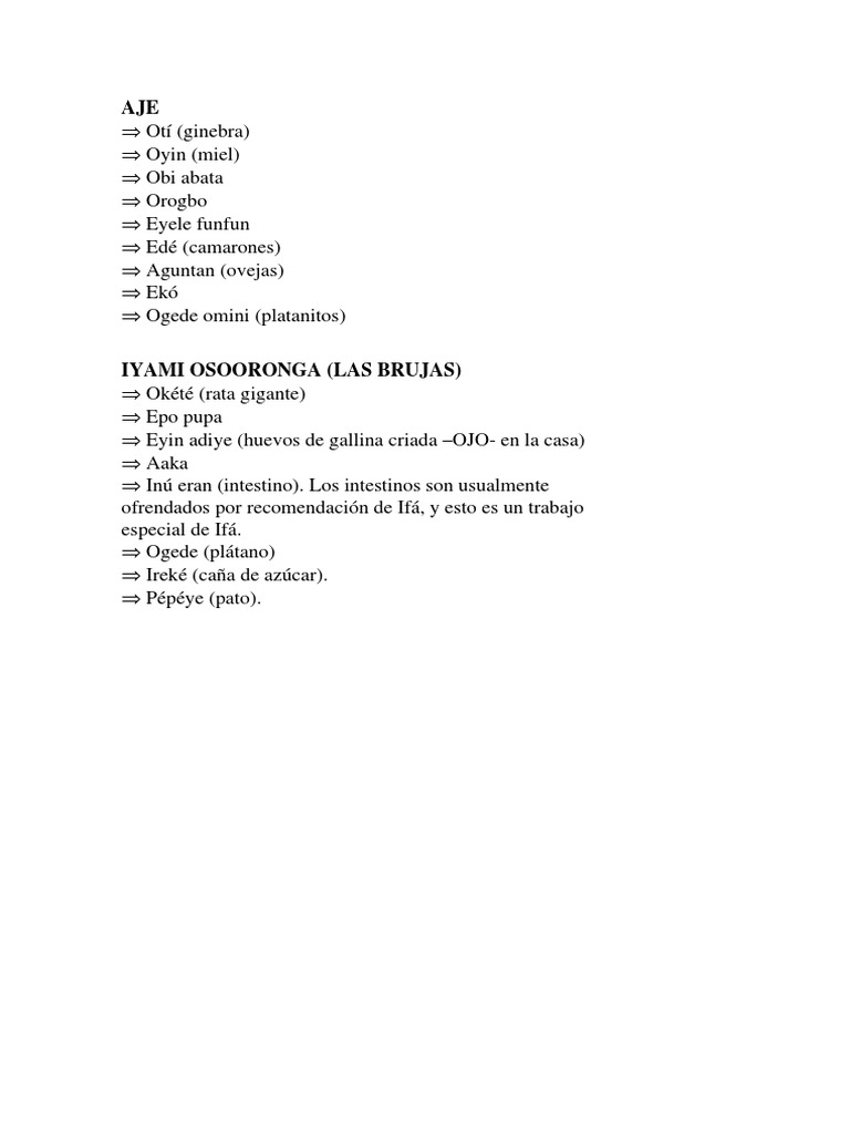 Comida Aje Iyami | PDF