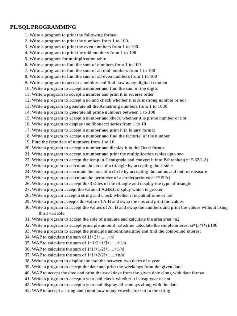 Assignment1 2 PL SQL | PDF | Area | Numbers