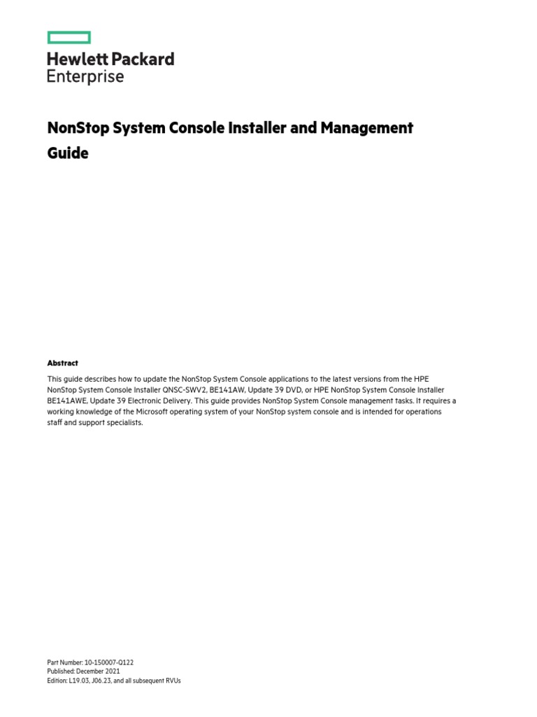 HPE - A00123403en - Us - NonStop System Console Installer and ...