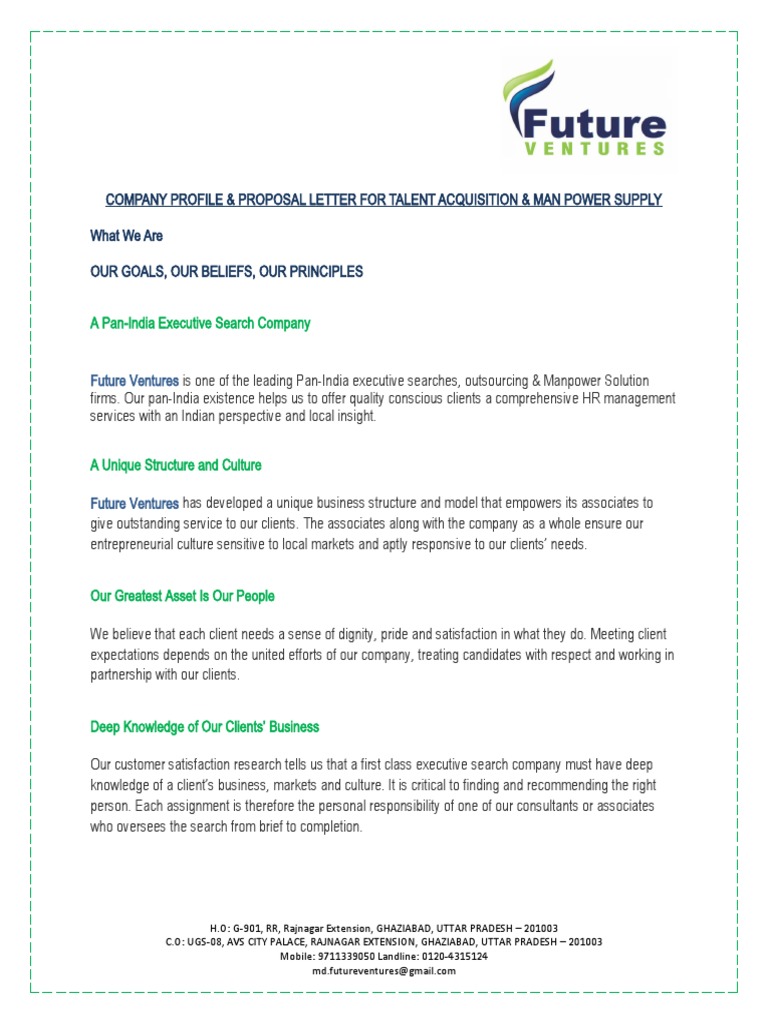Future Ventures - Profile Cum Proposal Letter | Download Free PDF ... Future Ventures - Profile Cum Proposal Letter | Download Free PDF ...