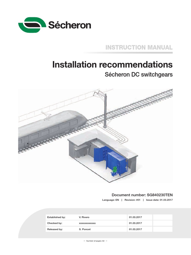 Sécheron DC Switchgears - Installation Recommendations | PDF | Safety ...