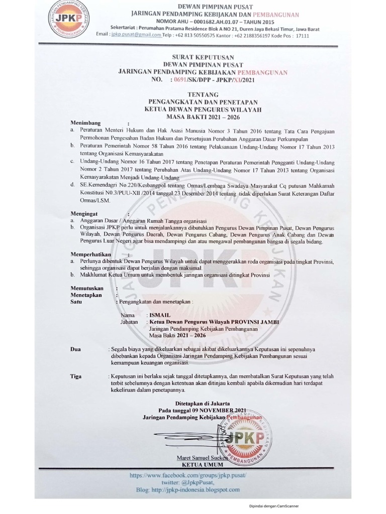 0691 SK DPP JPKP Xi 2021 DPW Jambi | PDF 0691 SK DPP JPKP Xi 2021 DPW Jambi | PDF