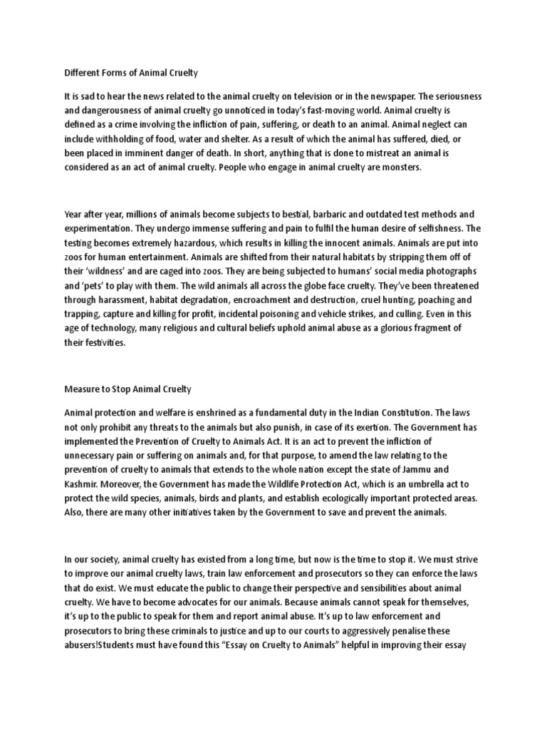 Cruelty Towards Animals | PDF | Cruelty To Animals | Animal Welfare