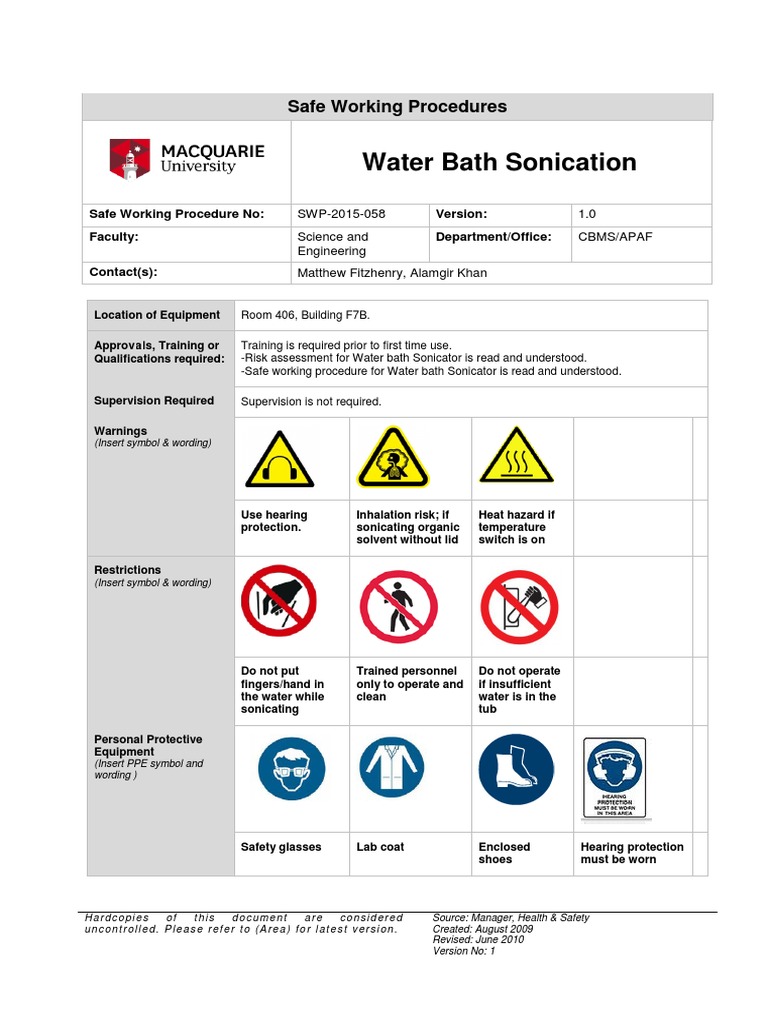 water_bath_sonication | PDF | Water | Personal Protective Equipment
