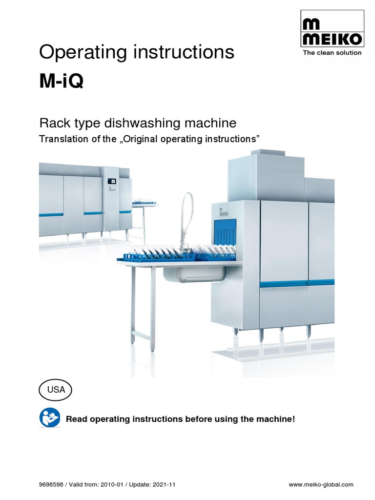 M Iq Basket Transport Machine Operating Instructions | PDF | Dishwasher ...