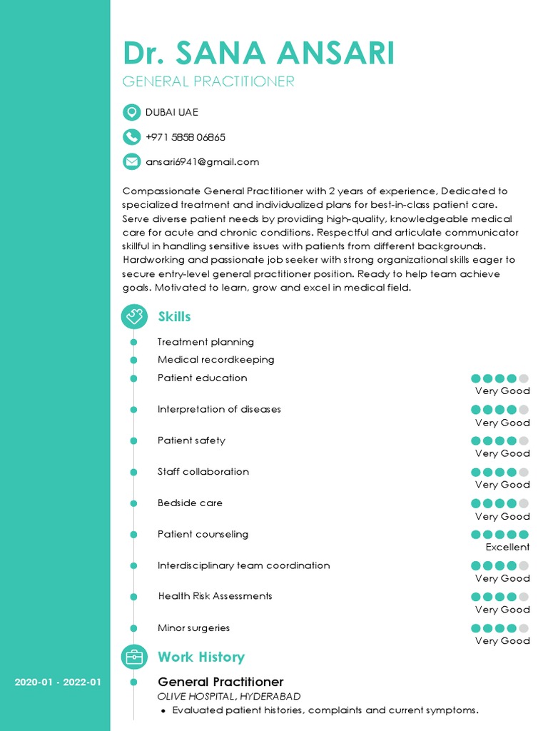 Copy of DR Sana Ansari Resume-1 | PDF | Patient | Health Care