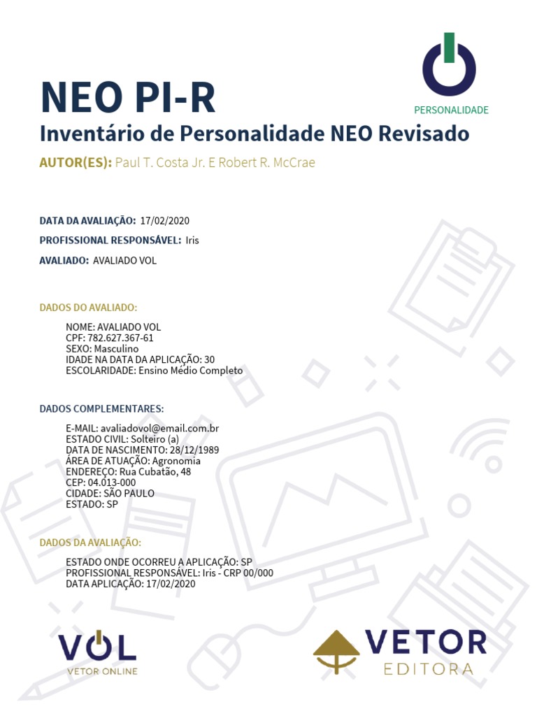 Modelo Resultado Completo Neo Pi R | PDF