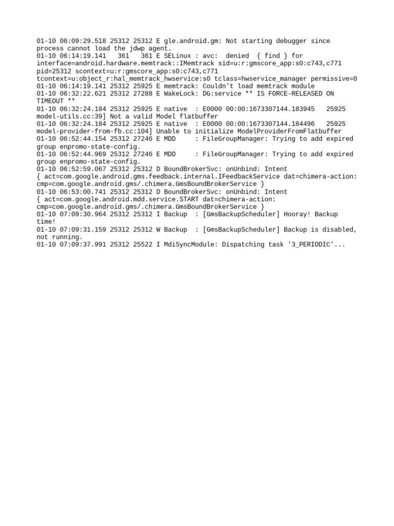 Android log errors and warnings | PDF