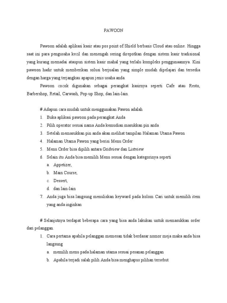 Demo Aplikasi PAWOON | PDF | Karier & Perkembangan | Bisnis