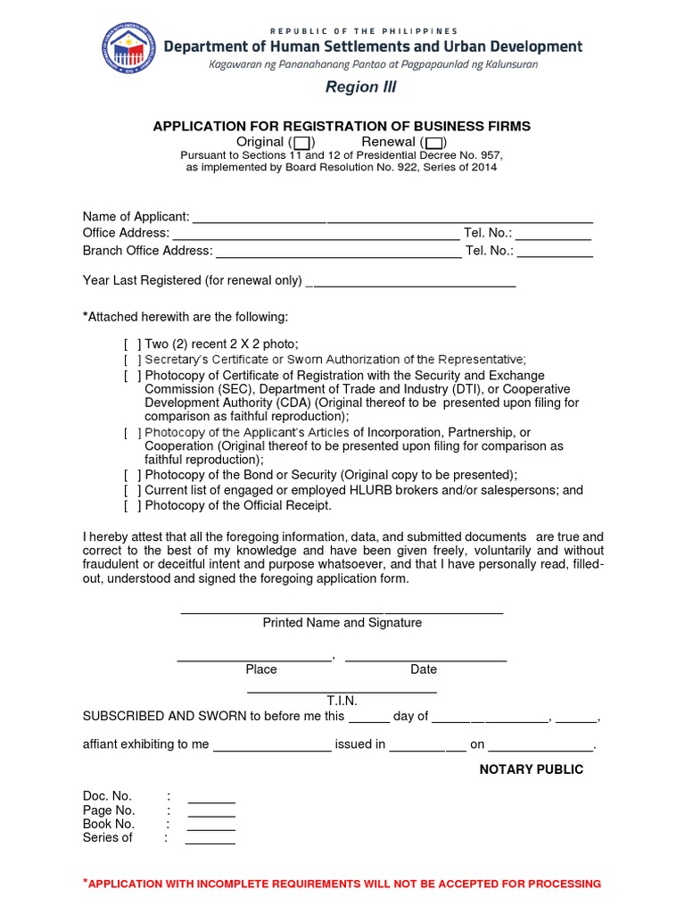 Application Form License To Sell DHSUD | PDF Application Form License To Sell DHSUD | PDF