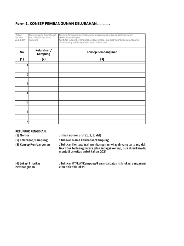 Form Usulan Musrenbang Desa | PDF