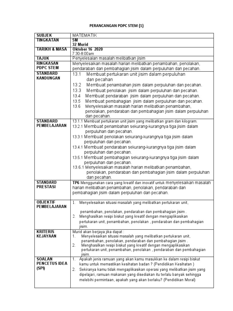 04 RPH PBL Stem t5 Math | PDF