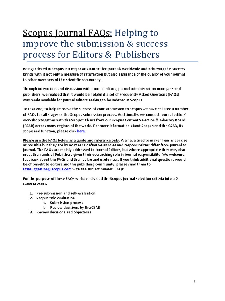 Scopus FAQContent Selection Process 20210928 | PDF | Academic Journal ...