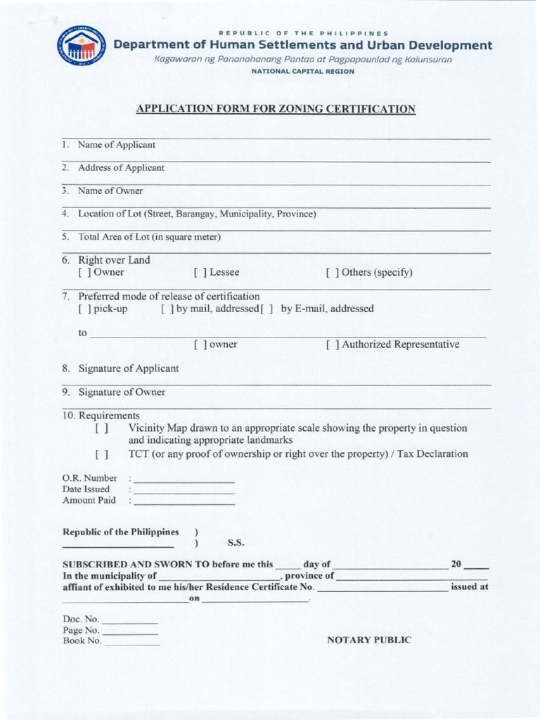 Zoning Certification DHSUD | PDF