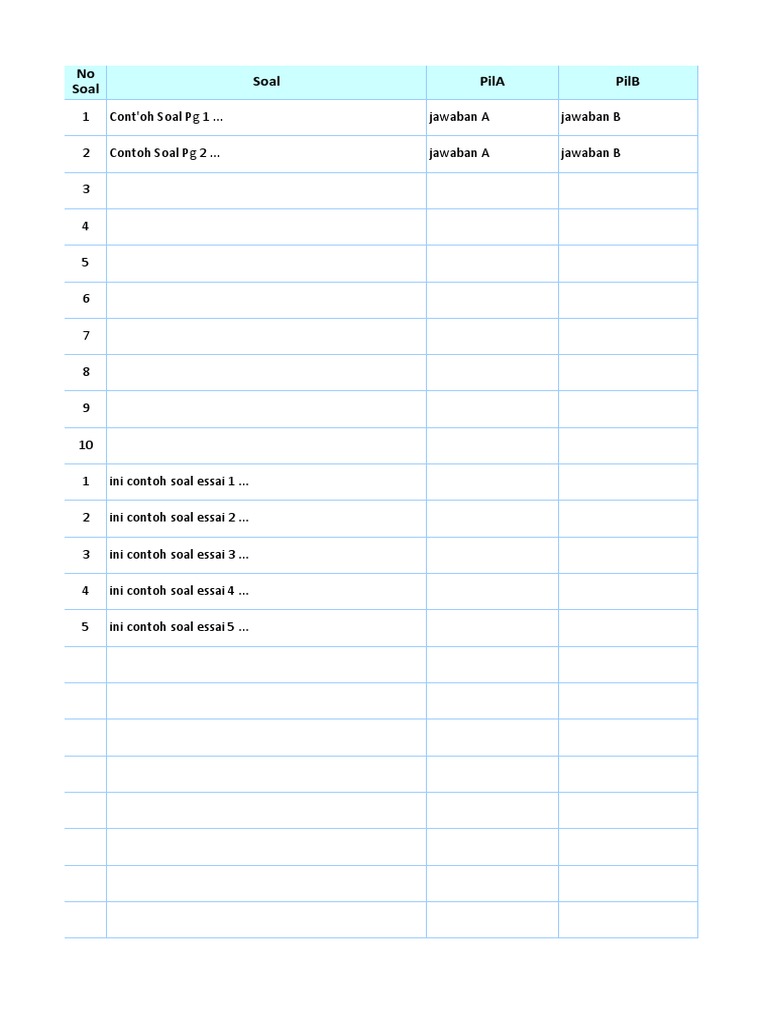 Contoh Soal Ujian dan Jawaban Pilihan Ganda dan Essai | PDF