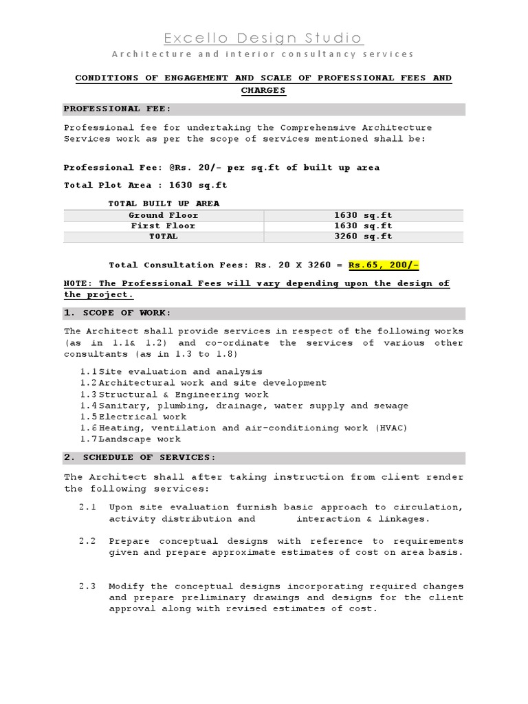 Architect Engagement Conditions & Fees | PDF | Architect | Consultant