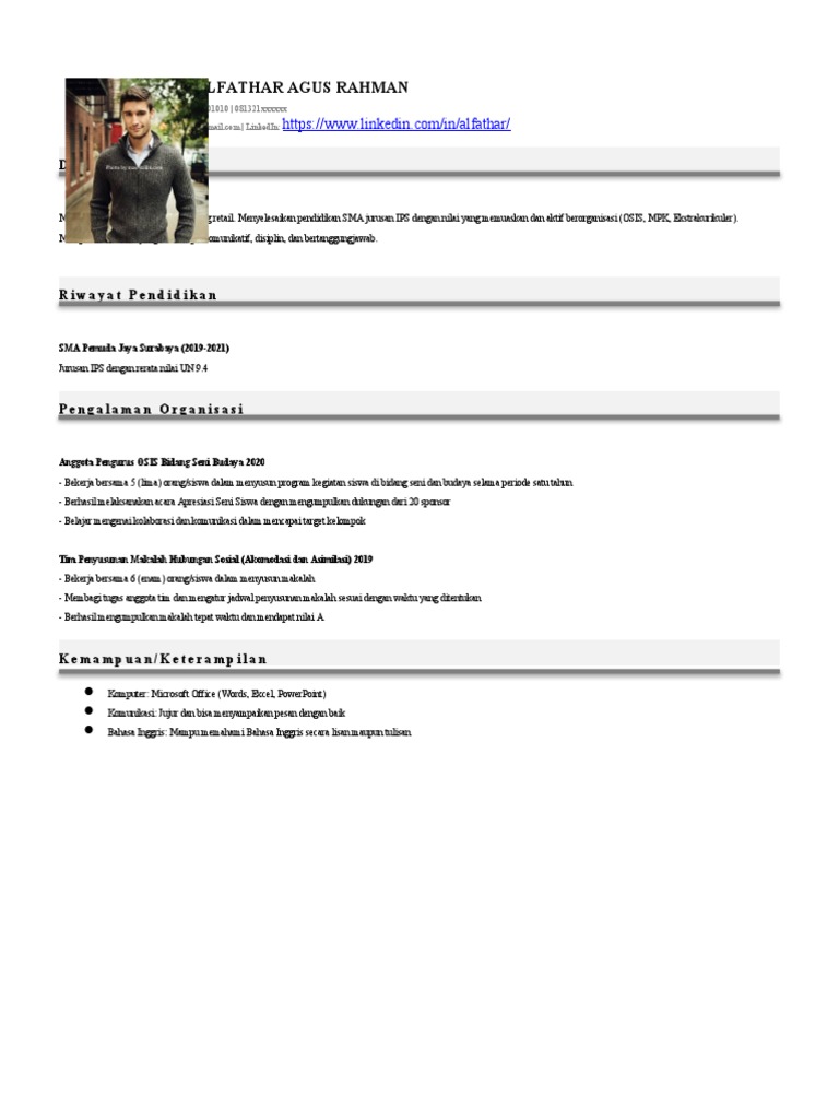 Contoh CV Lulusan SMA | PDF