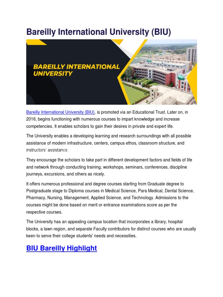 Bareilly International University | PDF | Health Care | Academia