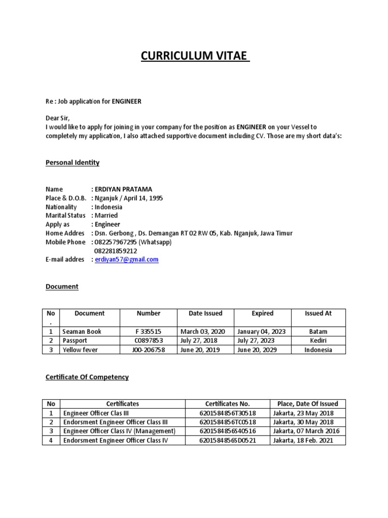 CURRICULUM VITAE Erdiyan Pratama 01 | PDF | Business Documents ...