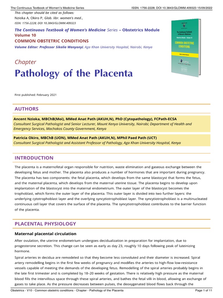 Obstetrics V10 Common Obstetric Conditions Chapter Pathology of The Placenta 1663285373 ...
