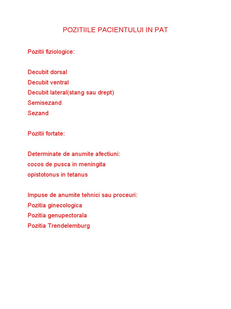 Pozitiile Pacientilor in Pat | PDF