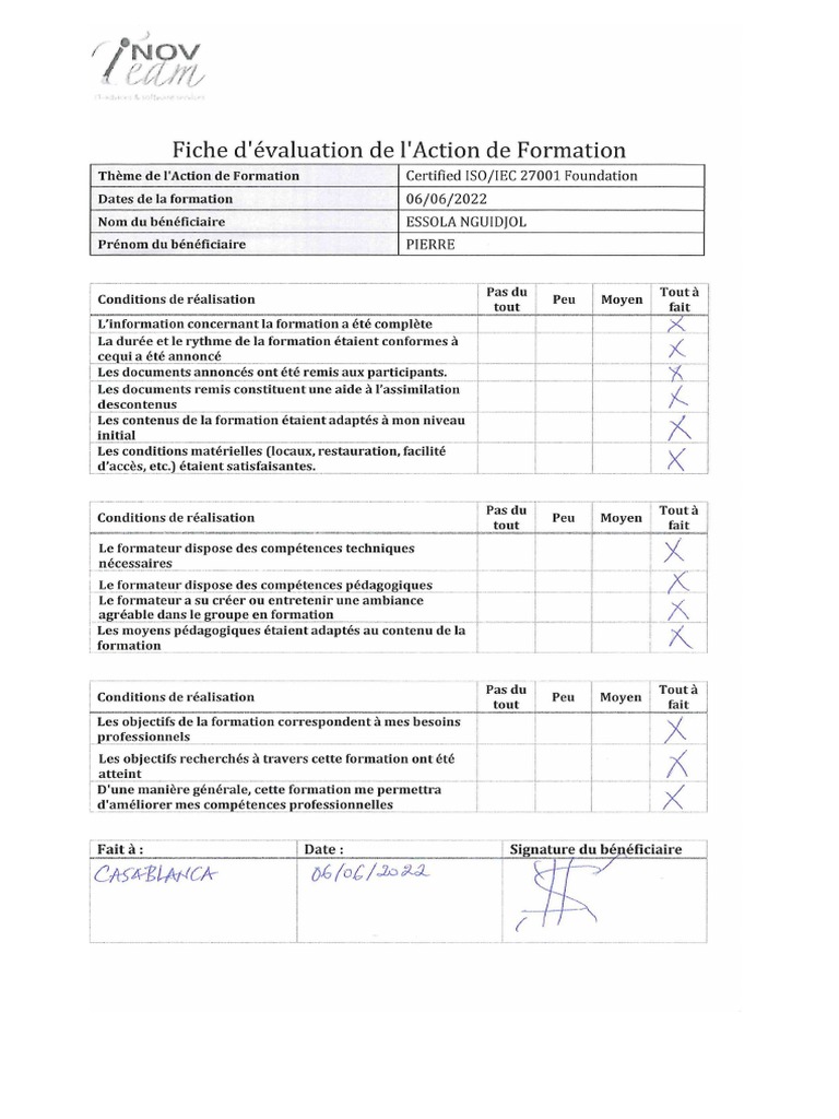 Fiche d'Évaluation (3) | PDF